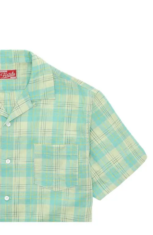 FORTELA Strike Bowling Cotton Check Shirt - Sky