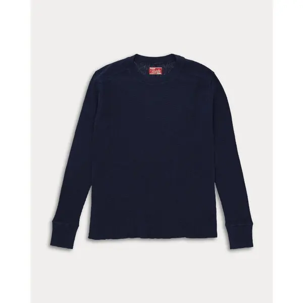 FORTELA Geremia Waffle Knit Jersey Long Sleeve Crewneck Sweater - Navy