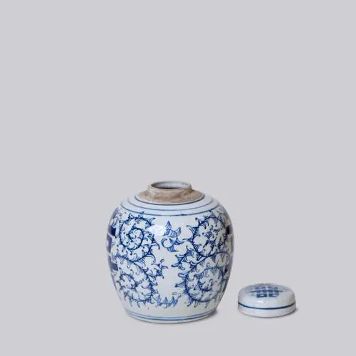 COBALT GUILD Porcelain Double Happiness Round Storage Jar