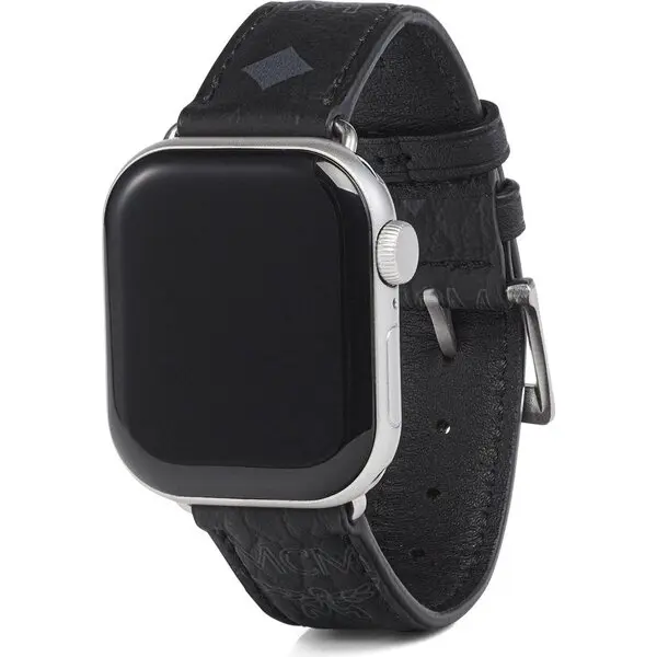 Mcm Apple Watch Band In Visetos - Black