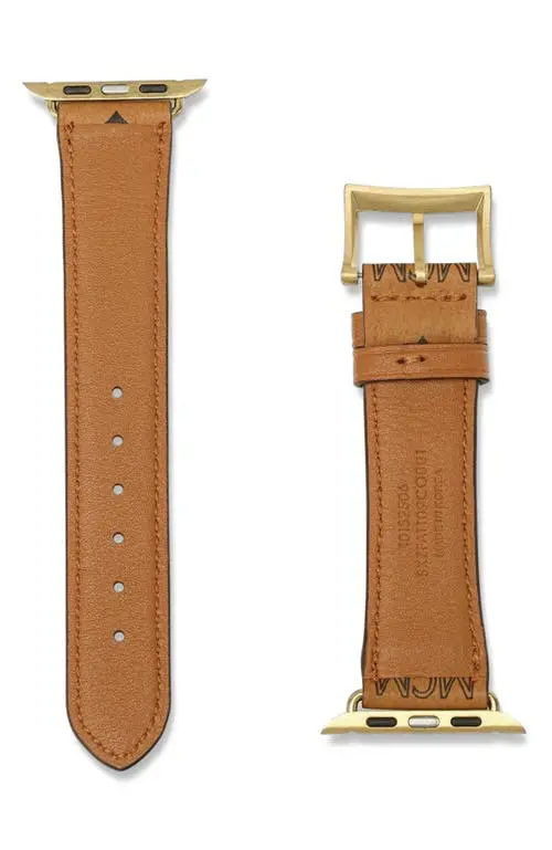 Mcm Apple Watch Band In Visetos - Cognac