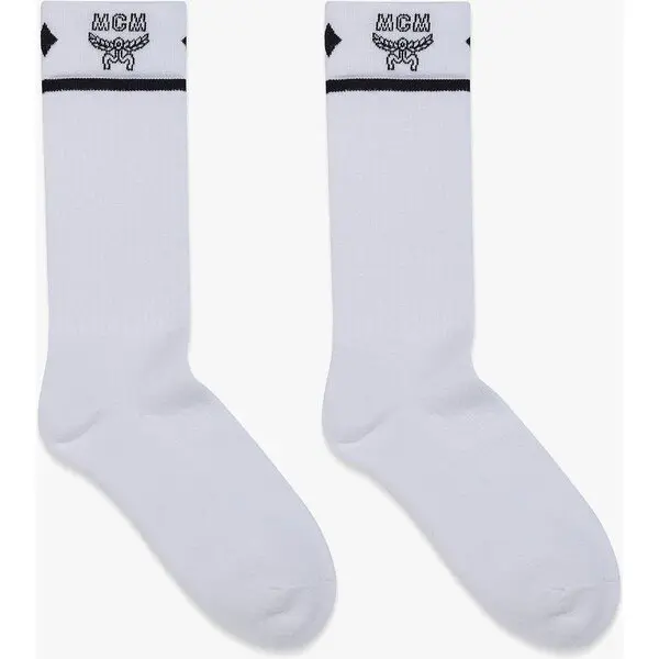 Mcm Logo Jacquard Socks - White