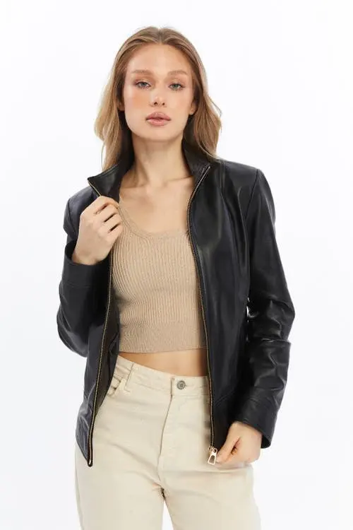FURNIQ UK Blythe Leather Jacket - Black