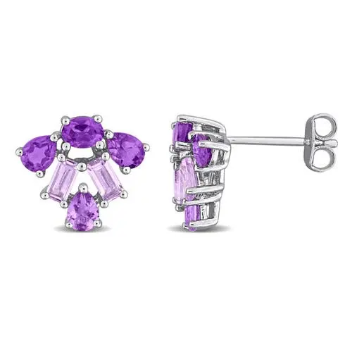 JULIANNA B. Cluster Stud Earrings Sterling Silver - Amethyst