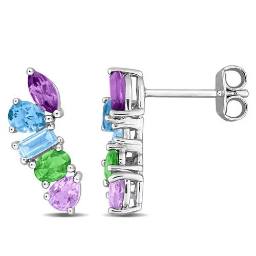 JULIANNA B. Gemstone Multi-cut Drop Earrings Sterling Silver - Multi/sterling Silver