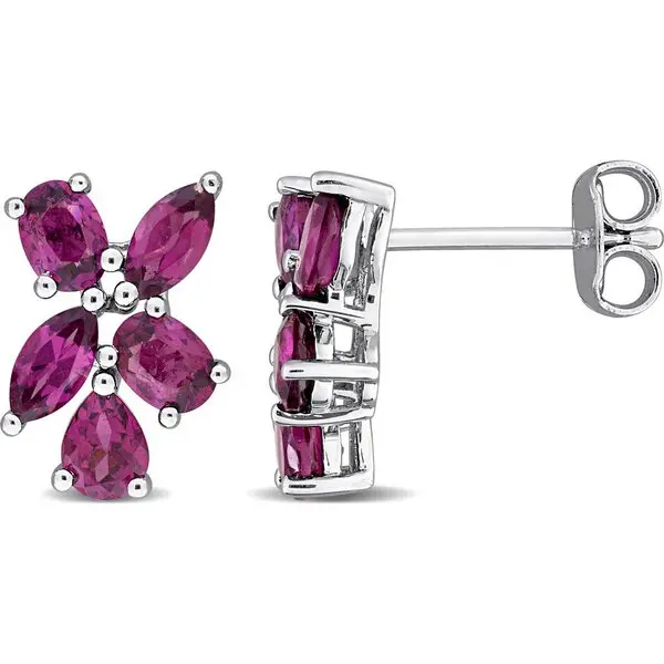 JULIANNA B. Floral Cluster Earrings - Rhodolite