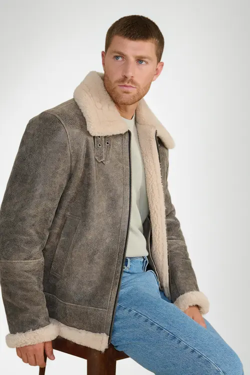 FURNIQ UK Rupert Shearling Aviator Jacket