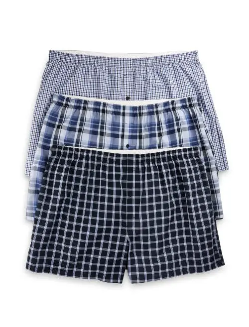 HARBOR BAY BY DXL Big & Tall 3-pk Assrt 4.5 Inch Woven Boxers - Sky Captain