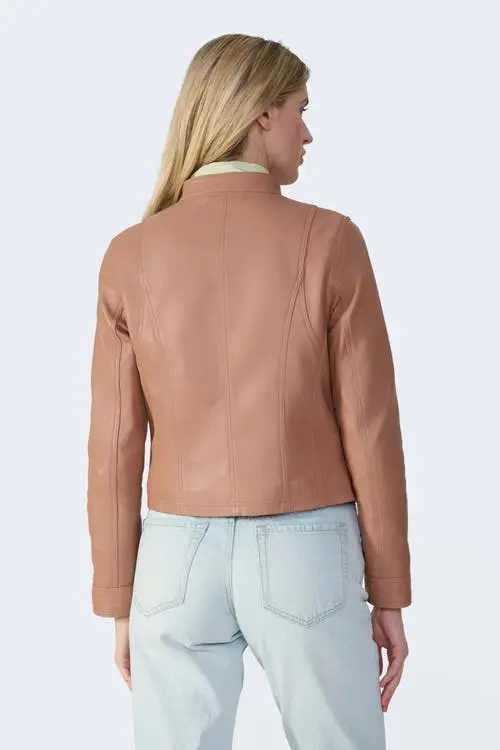 FURNIQ UK Amelia Leather Jacket - Mocha