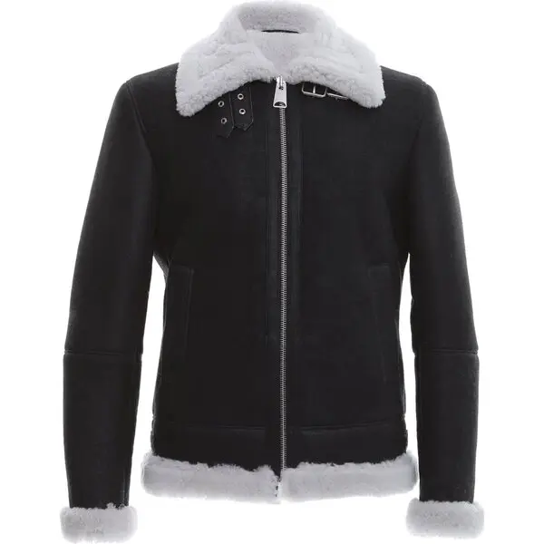 FURNIQ UK Rupert Suede Shearling Aviator Jacket