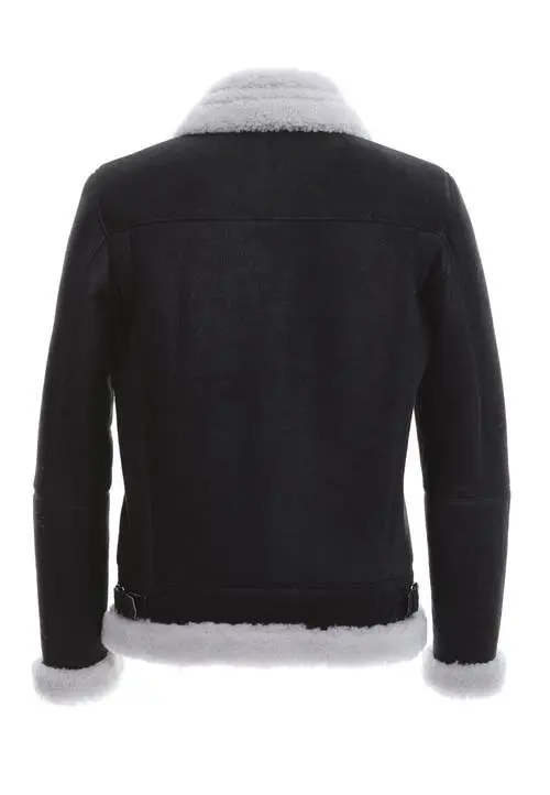 FURNIQ UK Rupert Suede Shearling Aviator Jacket