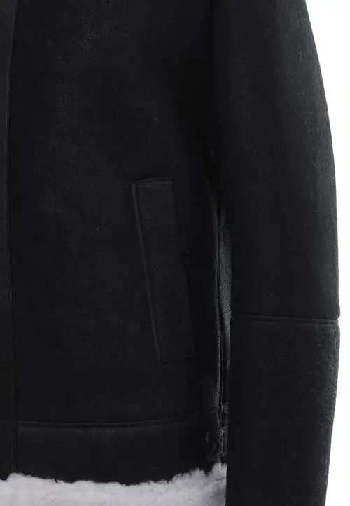 FURNIQ UK Rupert Suede Shearling Aviator Jacket