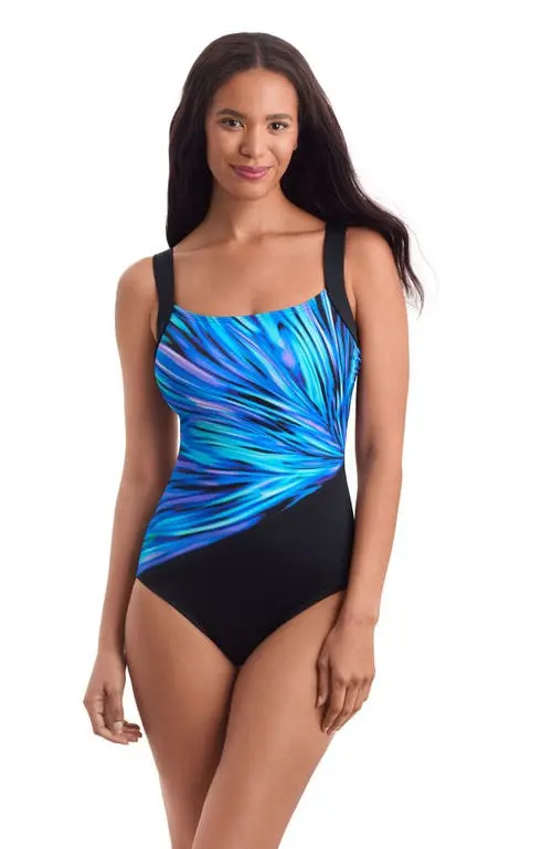 SHAPESOLVER SPORT Squareneck One-piece Swimsuit - Blue Nightparty