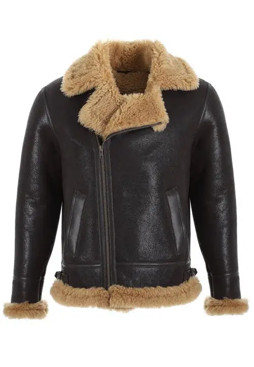 FURNIQ UK Grained Leather Shearling Jacket