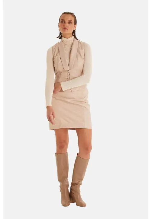 FURNIQ UK Sleeveless Leather Vest
