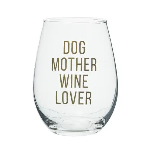 TOTALEE GIFT Dog Mother Wine Lover Wine Glass 18 Oz - Clear