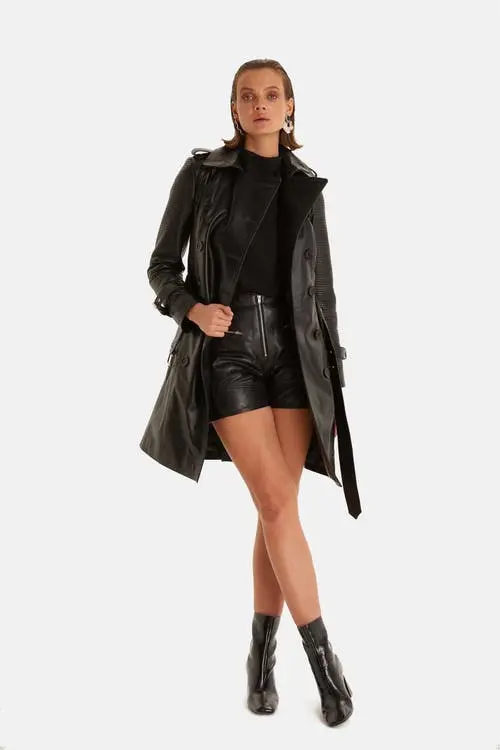 FURNIQ UK Greenwich Leather Trench Coat