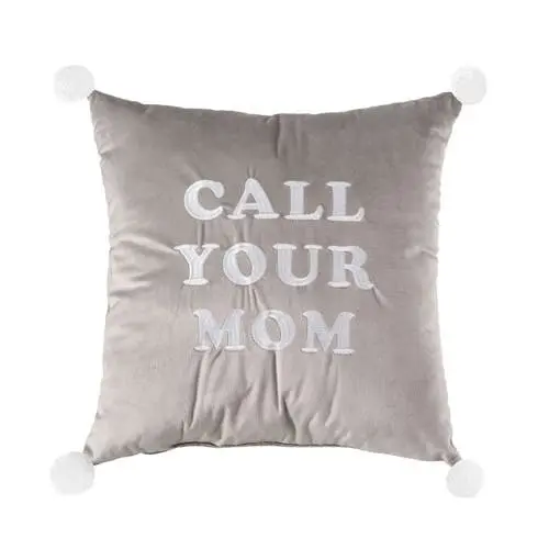 Totalee Gift Call Your Mom Velvet Pillow Polyester - Grey