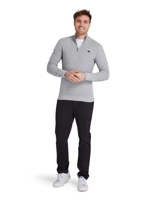 RAGING BULL Classic Ribbed Quarter Zip Knit Jumper