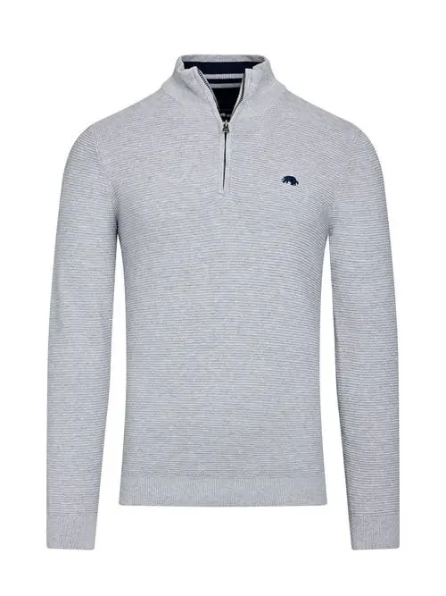 RAGING BULL Classic Ribbed Quarter Zip Knit Jumper