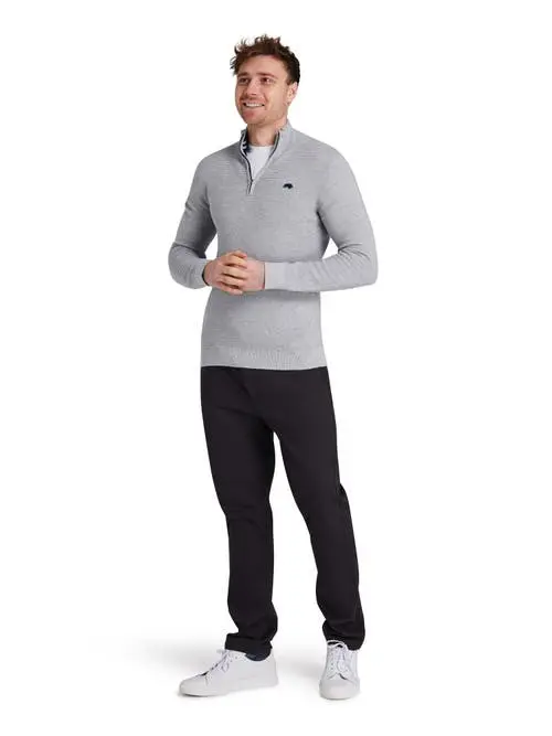 RAGING BULL Classic Ribbed Quarter Zip Knit Jumper