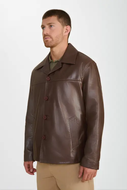 FURNIQ UK Relaxed Nappa Leather Blazer - Brown
