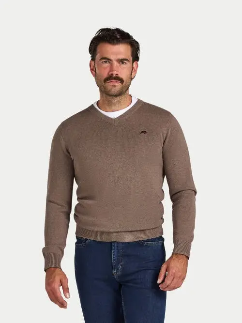 RAGING BULL Classic V-neck Sweater - Toast