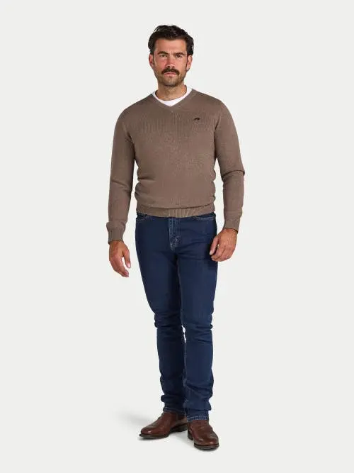 RAGING BULL Classic V-neck Sweater - Toast