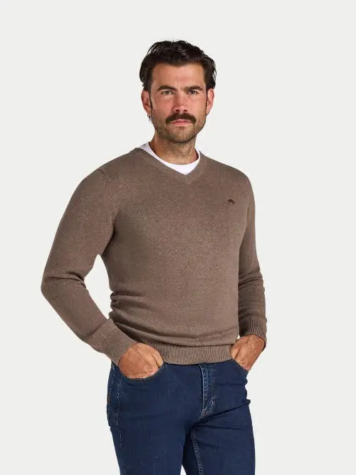 RAGING BULL Classic V-neck Sweater - Toast