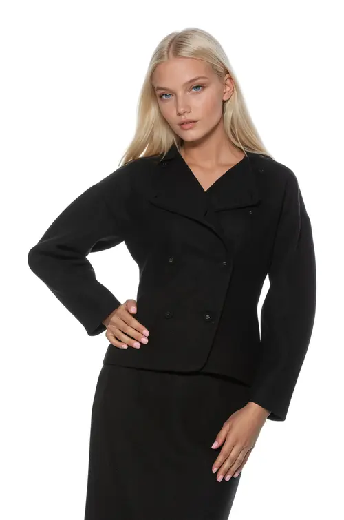 ALEXIA ADMOR Soren Crewneck Rounded Sleeve Blazer - Black