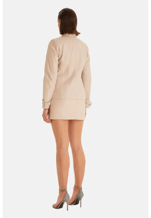 FURNIQ UK Leather Safari Jacket - Beige