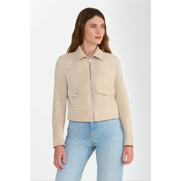 FURNIQ UK Isabella Suede Jacket - Beige