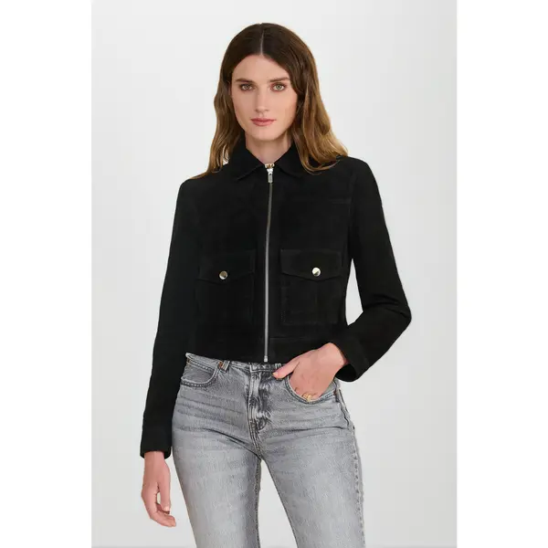 FURNIQ UK Isabella Suede Jacket - Black