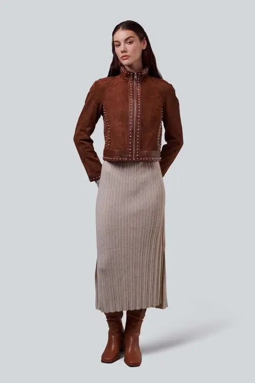 FURNIQ UK Harper Suede Studded Jacket