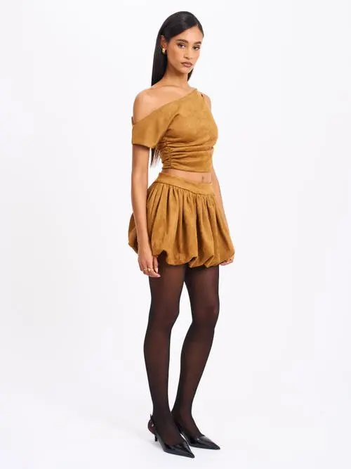 MISS CIRCLE Bubble Hem Suede Skirt