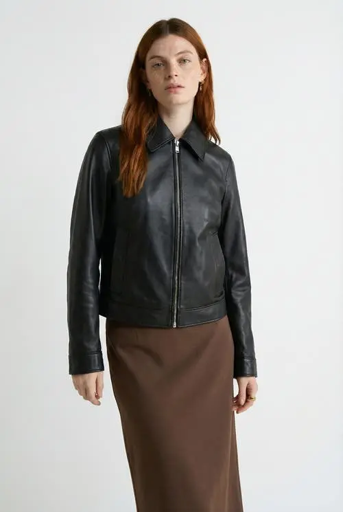 FURNIQ UK Chloe Leather Jacket - Black