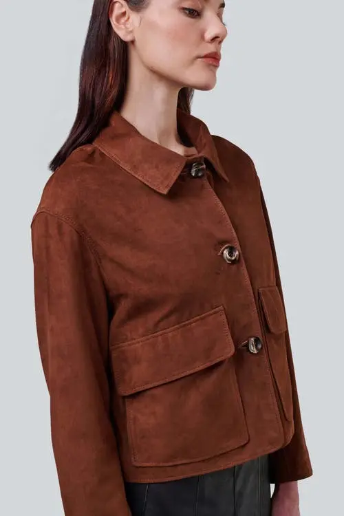 FURNIQ UK Ella Suede Jacket - Chestnut