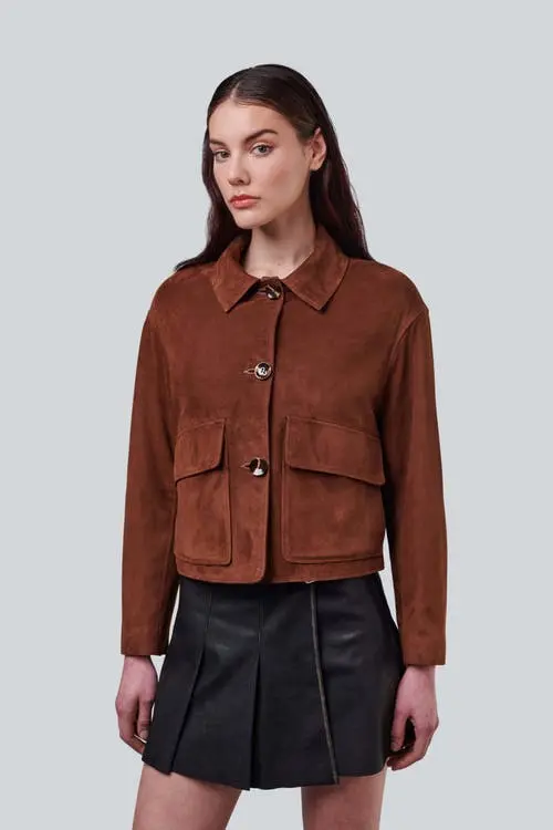 FURNIQ UK Ella Suede Jacket - Chestnut