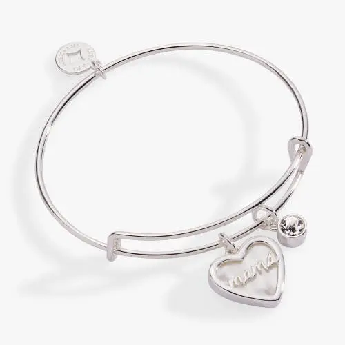 ALEX AND ANI Mother Of Pearl Heart Bangle Bracelet Duo - Silver