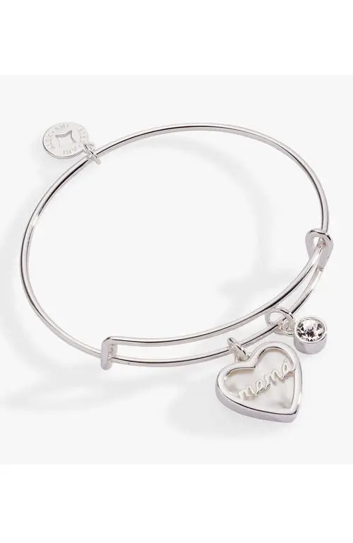 ALEX AND ANI Mother Of Pearl Heart Bangle Bracelet Duo - Silver
