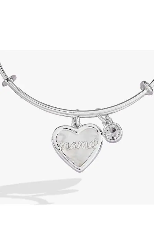 ALEX AND ANI Mother Of Pearl Heart Bangle Bracelet Duo - Silver