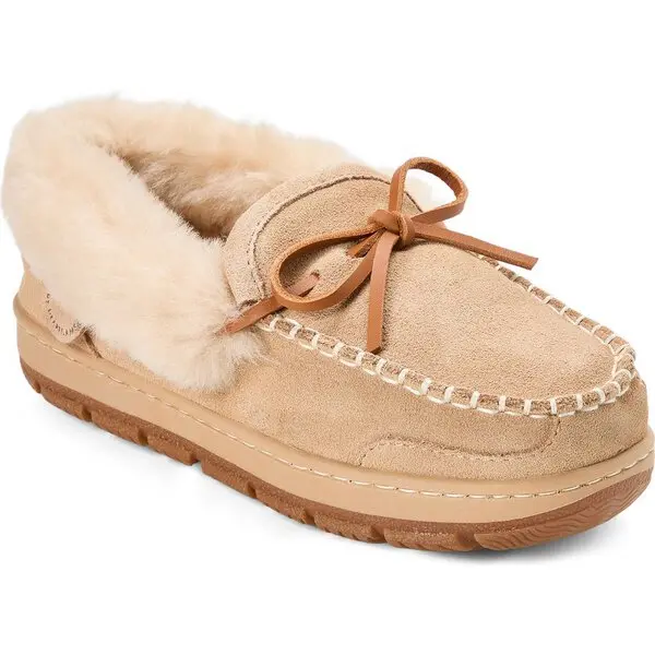 DEARFOAMS Fireside Gladstone Genuine Shearling Moccasin - Sand