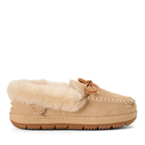 DEARFOAMS Fireside Gladstone Genuine Shearling Moccasin - Sand