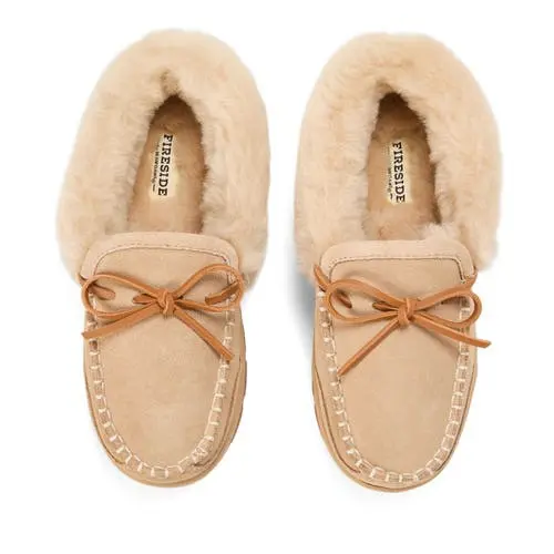 DEARFOAMS Fireside Gladstone Genuine Shearling Moccasin - Sand
