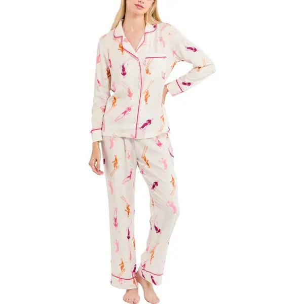 KATIE KIME Bluebird Day Long Sleeve Pajama Pants Set - Orange Pink