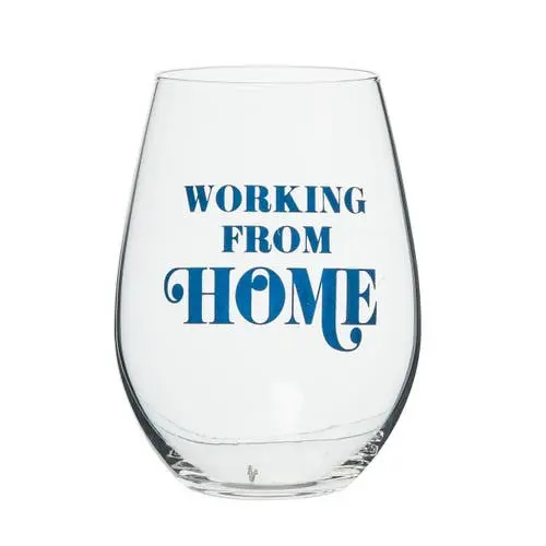 TOTALEE GIFT Working From Home Wine Glass 18 Oz - Clear