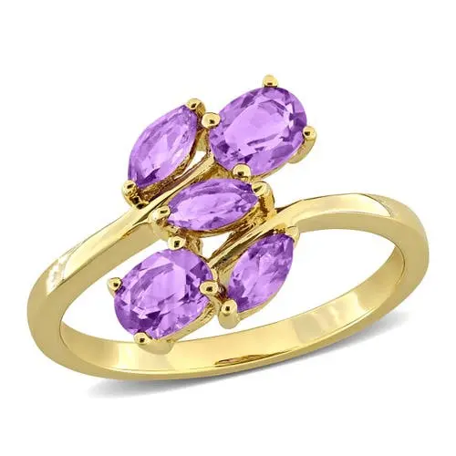 JULIANNA B. Cluster Ring With In Yellow-plated Sterling Silver - Amethyst