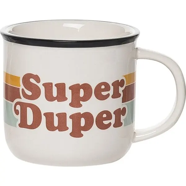 TOTALEE GIFT Super Duper Retro Mug Ceramic White 16 Oz - Red