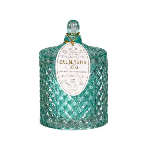 TOTALEE GIFT Crystal Teal Calm Your Tits Candle Wax 6.35 Oz Burn Time 30 - Blue