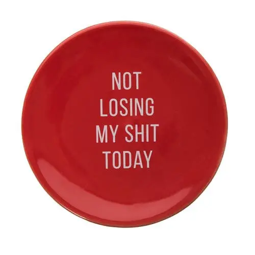 TOTALEE GIFT Not Losing My Shit Today Trinket Tray Ceramic - Red
